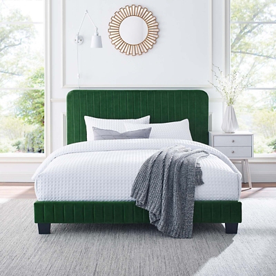 Click here for Celine Channel Tufted Velvet King Platform Bed  Em... prices