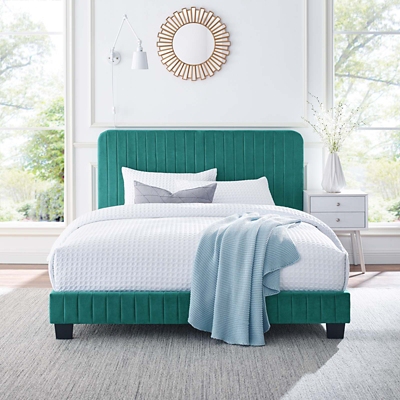 Click here for Celine Channel Tufted Velvet King Platform Bed  Te... prices