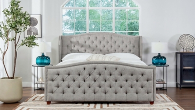 Click here for Marcella Upholstered Shelter Wingback Panel Bed  S... prices