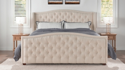 Click here for Marcella Upholstered Shelter Wingback Panel Bed  S... prices