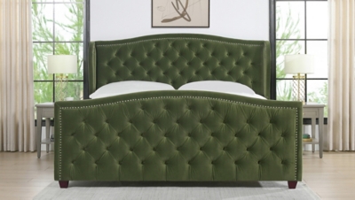 Click here for Marcella Upholstered Shelter Wingback Panel Bed  O... prices
