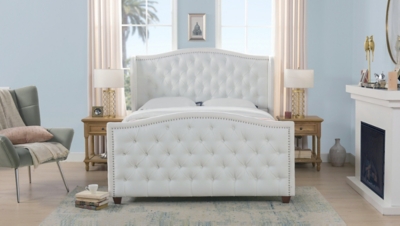 Click here for Marcella Upholstered Shelter Wingback Panel Bed  B... prices