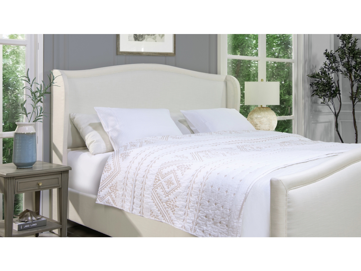 Jennifer Taylor Carmen King Upholstered Wingback Panel Bed Frame Ashley