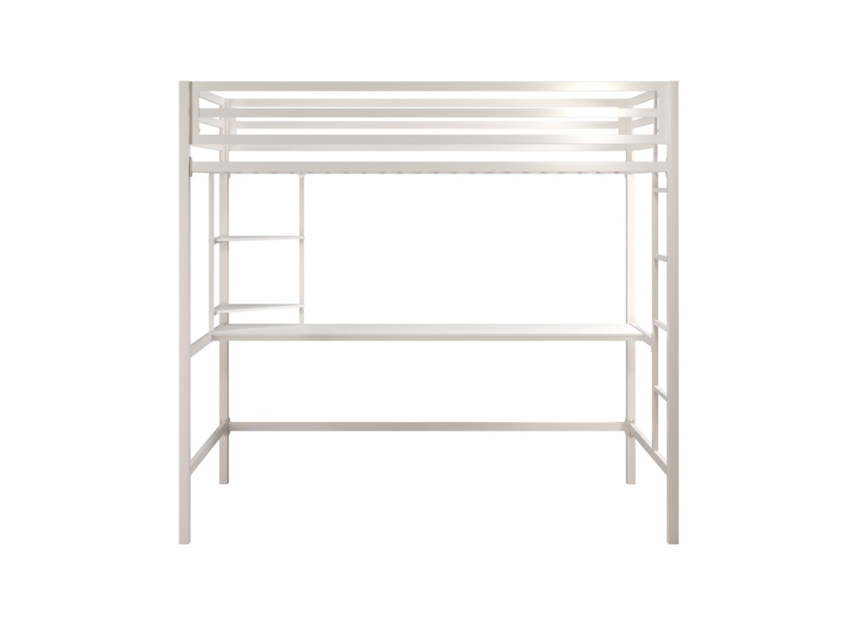Novogratz maxwell metal loft bed with desk and shelves store