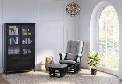 Click here for Storkcraft Tuscany Glider and Ottoman  Black/Gray... prices