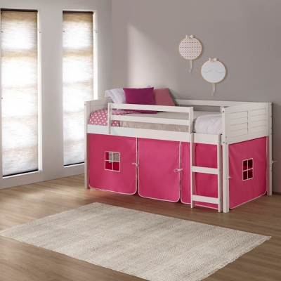 Click here for Donco Kids Louver Twin Loft Bed with Tent  White/P... prices
