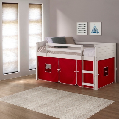 Click here for Donco Kids Louver Twin Loft Bed with Tent  White/R... prices