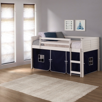 Click here for Donco Kids Louver Twin Loft Bed with Tent  White/B... prices