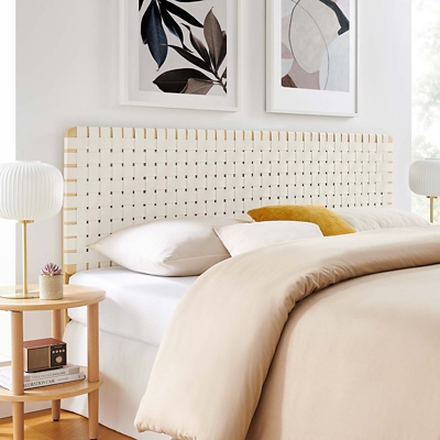 Click here for Sparta Weave King Vegan Leather Headboard  Natural... prices