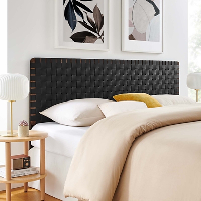 Click here for Sparta Weave King Vegan Leather Headboard  Walnut/... prices