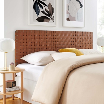 Click here for Sparta Weave King Vegan Leather Headboard  Walnut/... prices