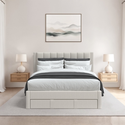 Click here for CorLiving King Tufted Bed with Storage  Beige prices