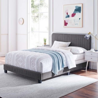 Click here for Modway Celine Queen Channel Tufted Bed  Gray prices