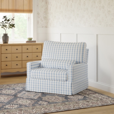 Click here for Namesake Crawford Swivel Glider  Blue Gingham prices