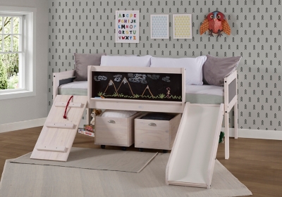 Click here for Art & Play Twin Low Loft Bed with Slide and Toy Bo... prices