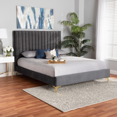 Click here for Baxton Studio Serrano Queen Platform Bed  Gray/Gol... prices
