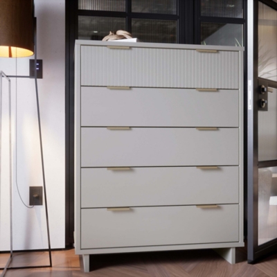 Click here for Manhattan Comfort 38 5 Drawer Dresser  Light Gray prices