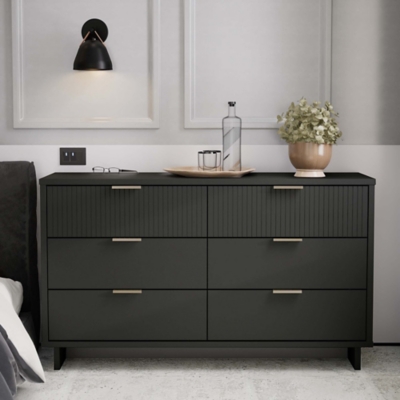 Click here for Manhattan Comfort 55 6 Drawer Dresser  Dark Gray prices