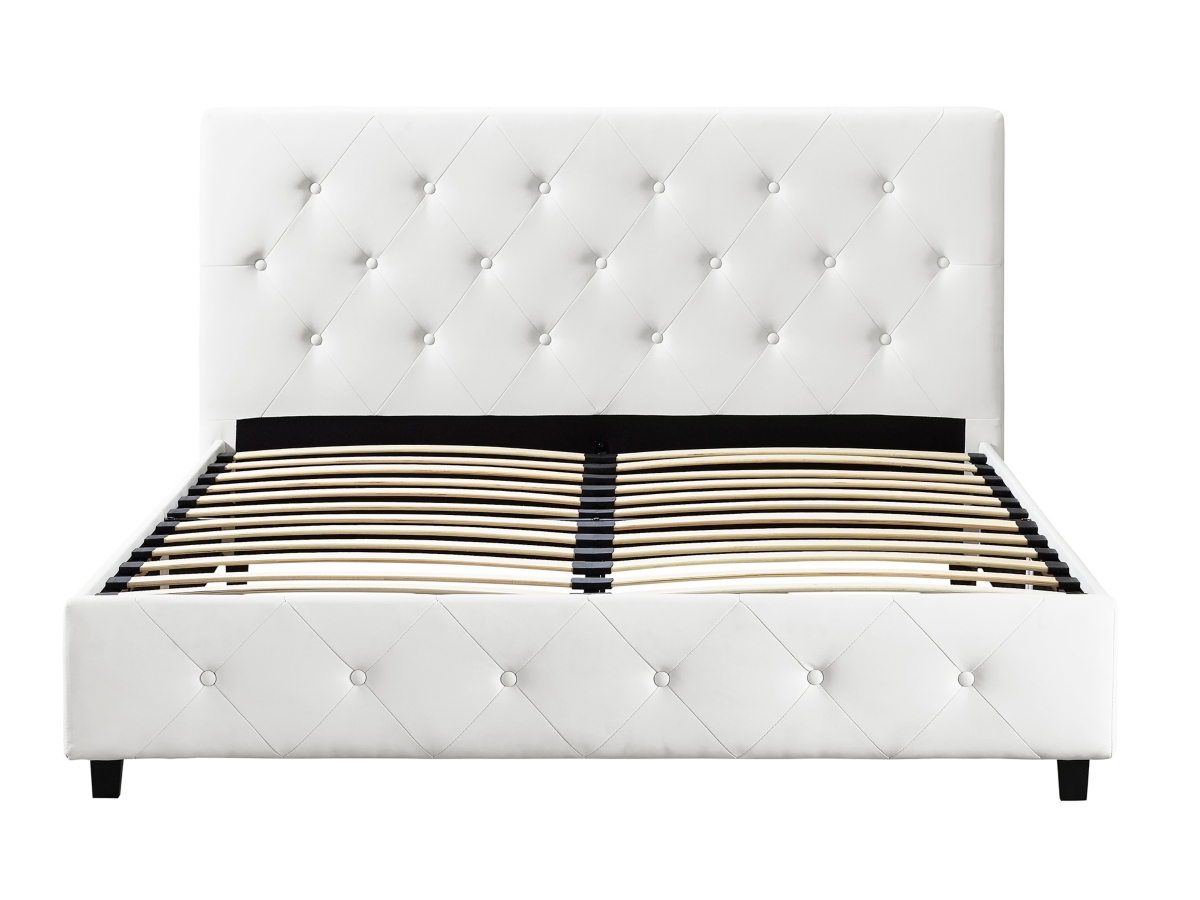 White upholstered full size bed store