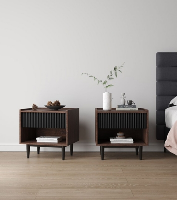 Click here for Manhattan Comfort Duane Ribbed 1-Drawer Nightstand... prices