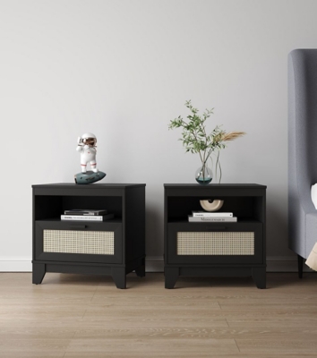 Click here for Manhattan Comfort Sheridan Cane 1-Drawer Nightstan... prices
