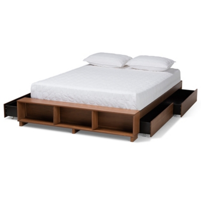Arthur Wood King Platform Bed with Built-In Shelves | Ashley Furniture ...