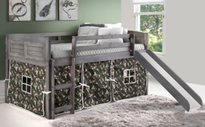 Click here for Donco Kids Louver Twin Loft Bed with Slide and Ten... prices