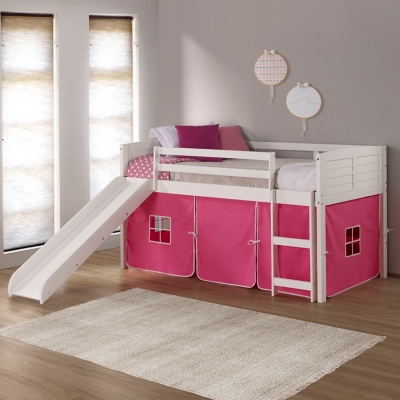 Click here for Donco Kids Louver Twin Loft Bed with Slide and Ten... prices