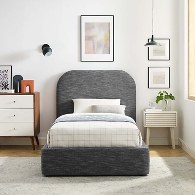 Click here for Keynote Upholstered Fabric Curved Twin Platform Be... prices