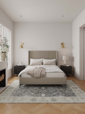 Click here for Manhattan Comfort Promenade Queen Wingback Bed  Ru... prices