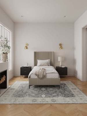 Click here for Manhattan Comfort Promenade Twin Wingback Bed  Rus... prices