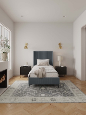 Click here for Manhattan Comfort Promenade Twin Wingback Bed  Gra... prices