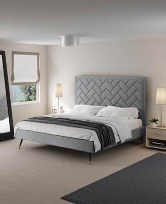 Click here for Manhattan Comfort Crosby King Upholstered Bed  Gra... prices