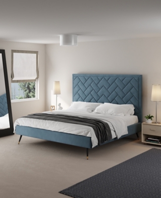 Click here for Manhattan Comfort Crosby King Upholstered Bed  Blu... prices