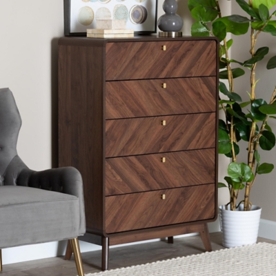 Click here for Baxton Studio Markell 32 5 Drawer Chest  Walnut Br... prices