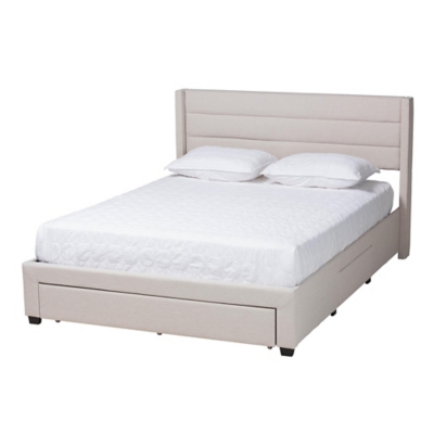 Baxton Studio Braylon Full Panel Platform Bed with 3 Storage Drawers ...