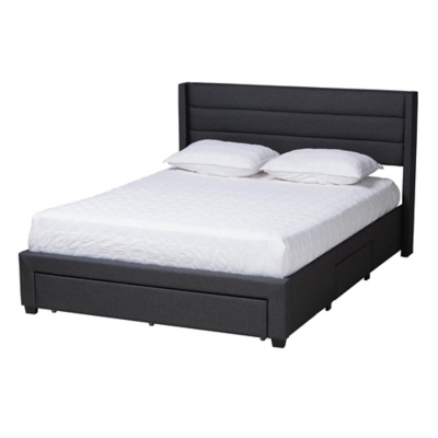 Baxton Studio Braylon Full Panel Platform Bed with 3 Storage Drawers ...