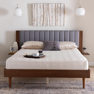 Click here for Baxton Studio Kalista Queen Panel Bed  Gray/Walnut... prices