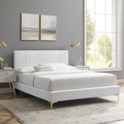 Click here for Modway Peyton Queen Platform Bed with Gold Metal l... prices