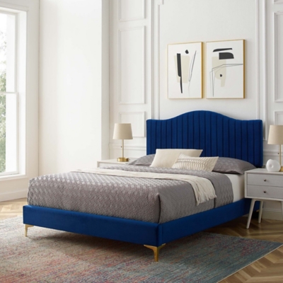 Click here for Modway Juniper Tufted Queen Platform Bed  Navy prices