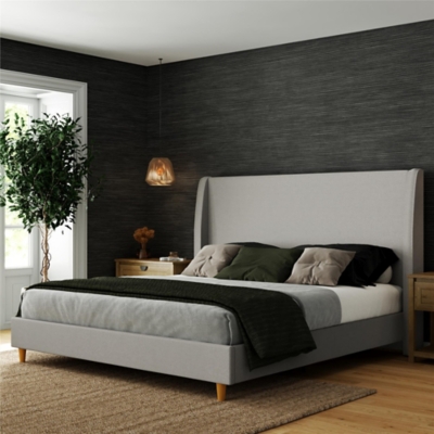 Click here for Mr. Kate Tess King Upholstered Wingback Bed  Whisk... prices
