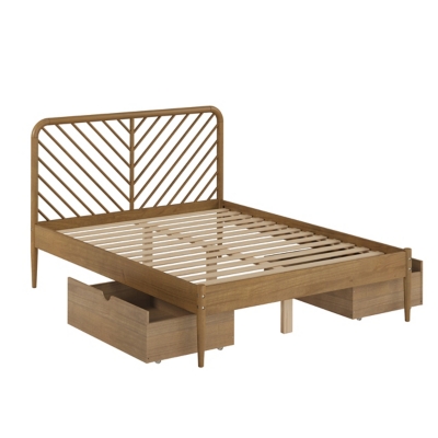 Donco Trading Diagonal Round Full Platform Bed with 2 Underbed Drawers ...