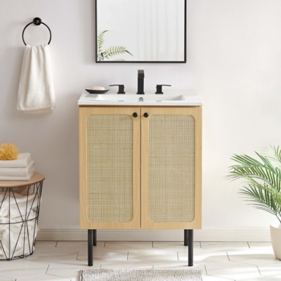 Click here for Modway Chaucer 25 Bathroom Vanity  Oak/White prices