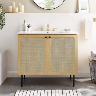Click here for Modway Chaucer 36 Bathroom Vanity  Oak/White prices