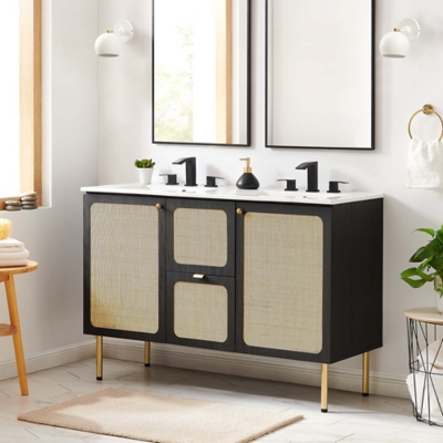 Click here for Modway Chaucer 48 Double Sink Bathroom Vanity  Bla... prices
