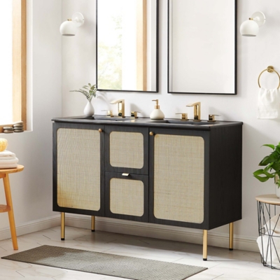 Click here for Modway Chaucer 48 Double Sink Bathroom Vanity  Bla... prices