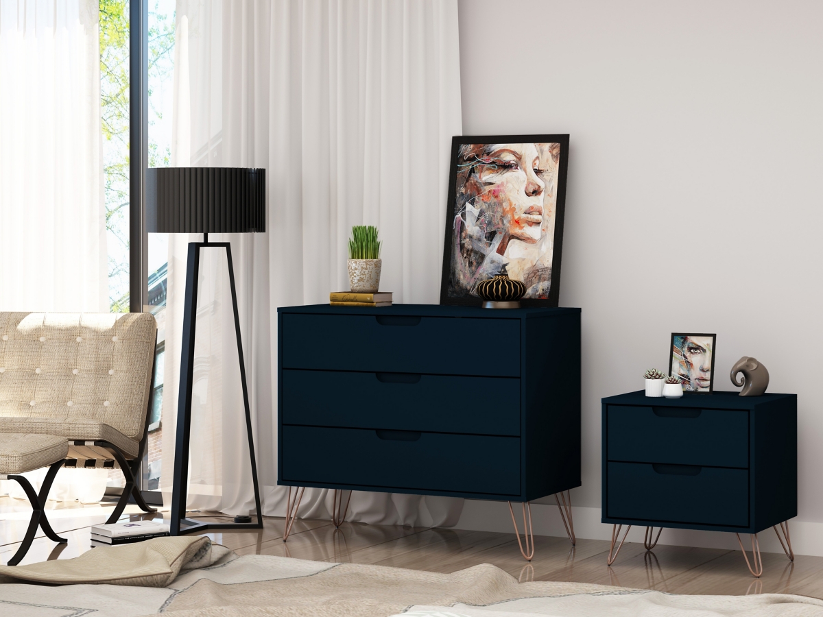 Blue dresser and nightstand set store