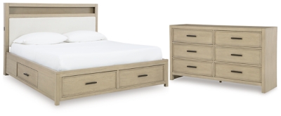 Click here for Calmoro Queen Bookcase Bed with Dresser  Gray prices