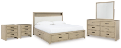 Click here for Calmoro Queen Bookcase Bed with Mirrored Dresser a... prices