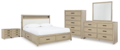 Click here for Calmoro King Bookcase Bed with Mirrored Dresser  C... prices